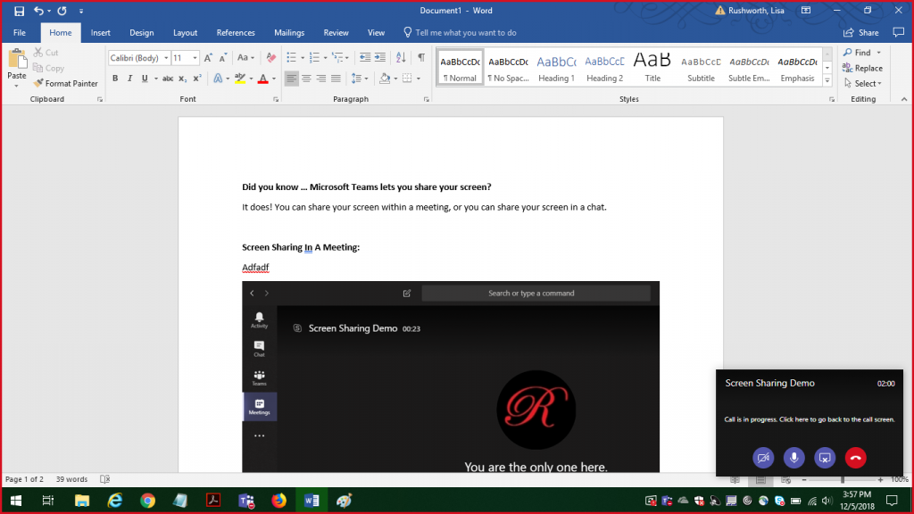 Did you know … Microsoft Teams lets you share your screen? – Lisa's ...