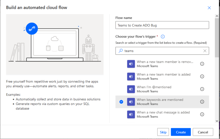 Creating an Azure DevOps Work Item From a Teams Message – Lisa's Home Page